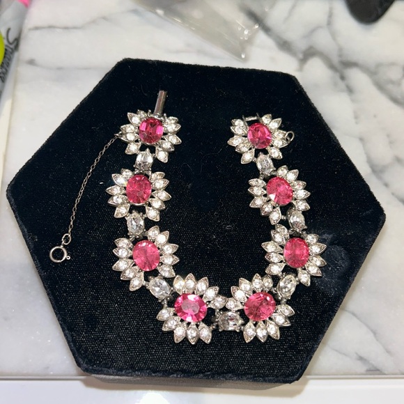 Vintage ORA | Jewelry | Vintage Ora Pink Crystal Flower Bracelet ...